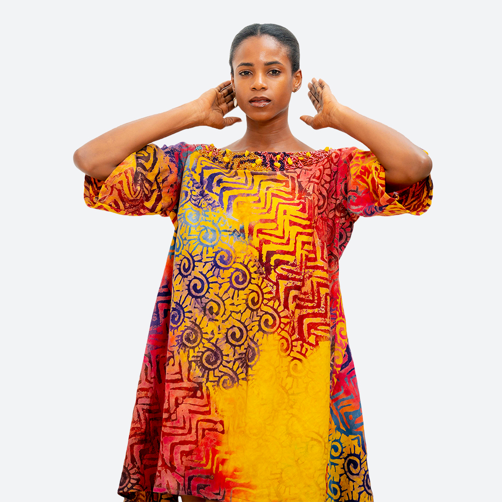 Omama Beaded neck with Butterfly sleeves Dress - Nayak Afrik