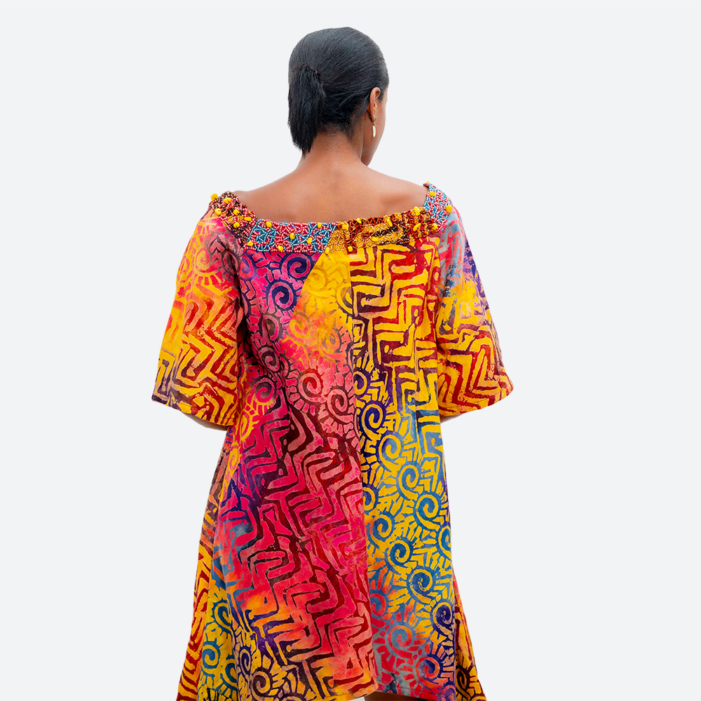 Omama Beaded neck with Butterfly sleeves Dress - Nayak Afrik