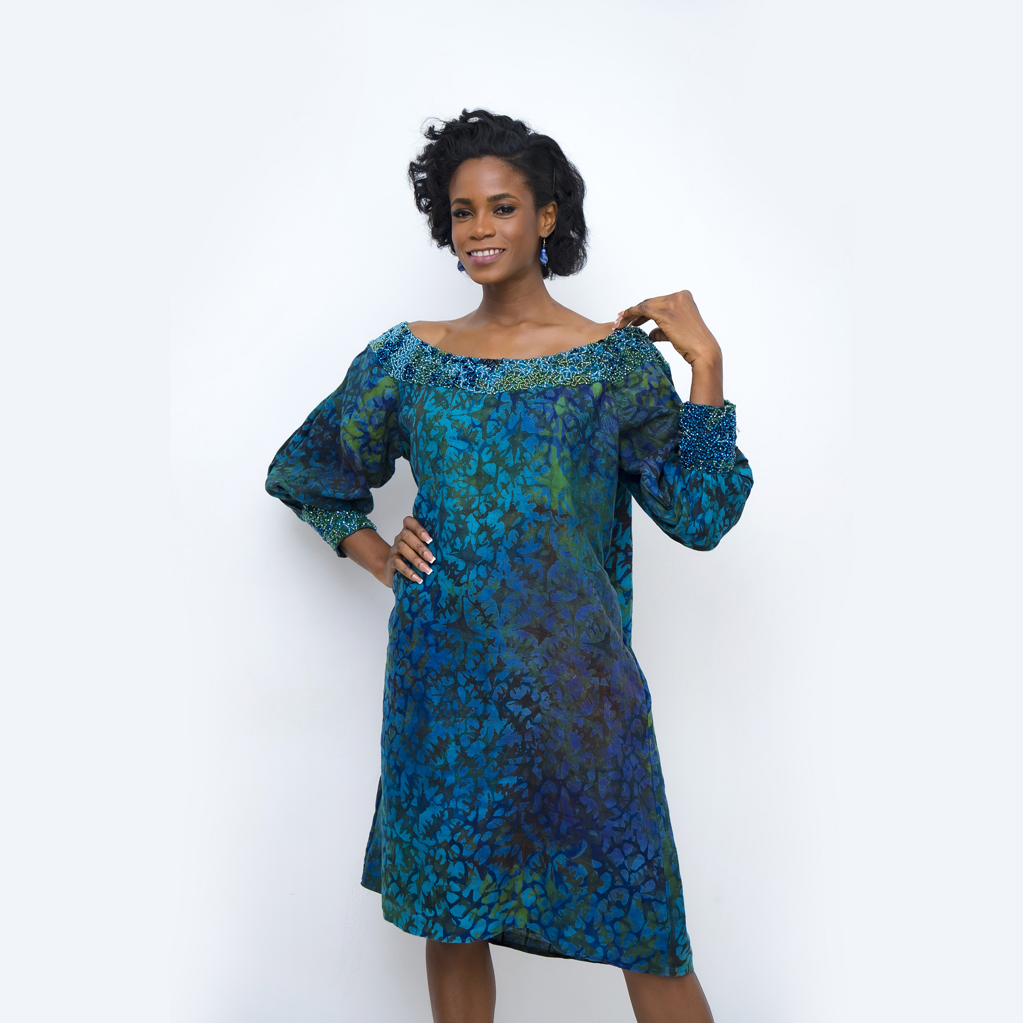 Omama Beaded Wide Neck and Cuff Sleeves - Nayak Afrik